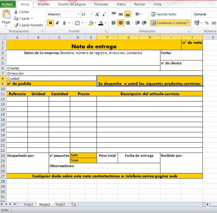 Formatos de entrega de mercancía: tipos y ejemplos de notas