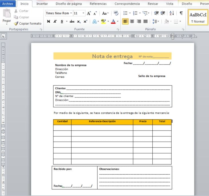 Formatos de entrega de mercancía: tipos y ejemplos de notas